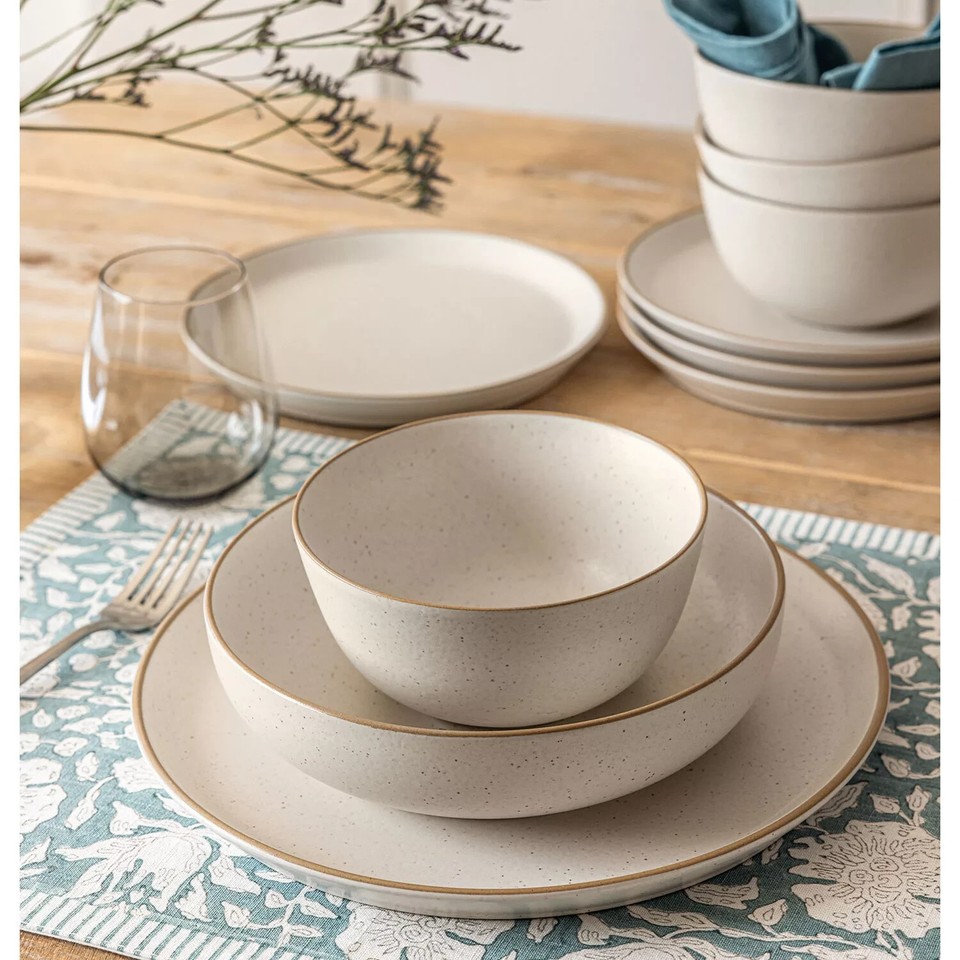 Over&back 16-Piece Artisan Stoneware Dinnerware Set - Color ,Cream | eBay