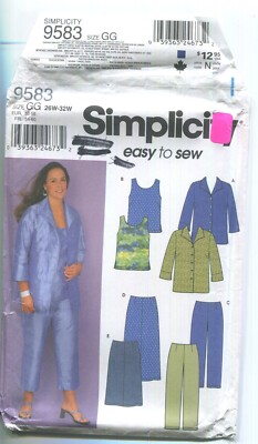 SIMPLICITY 9583 WOMEN'S TOPS, PANTS & SKIRT W/ VARIATIONS SZ 26W-32W ...