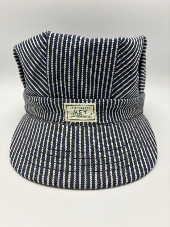 1940s-50s Key Imperial Sanforized Denim Engineer Hat Work Wear Railroad ...
