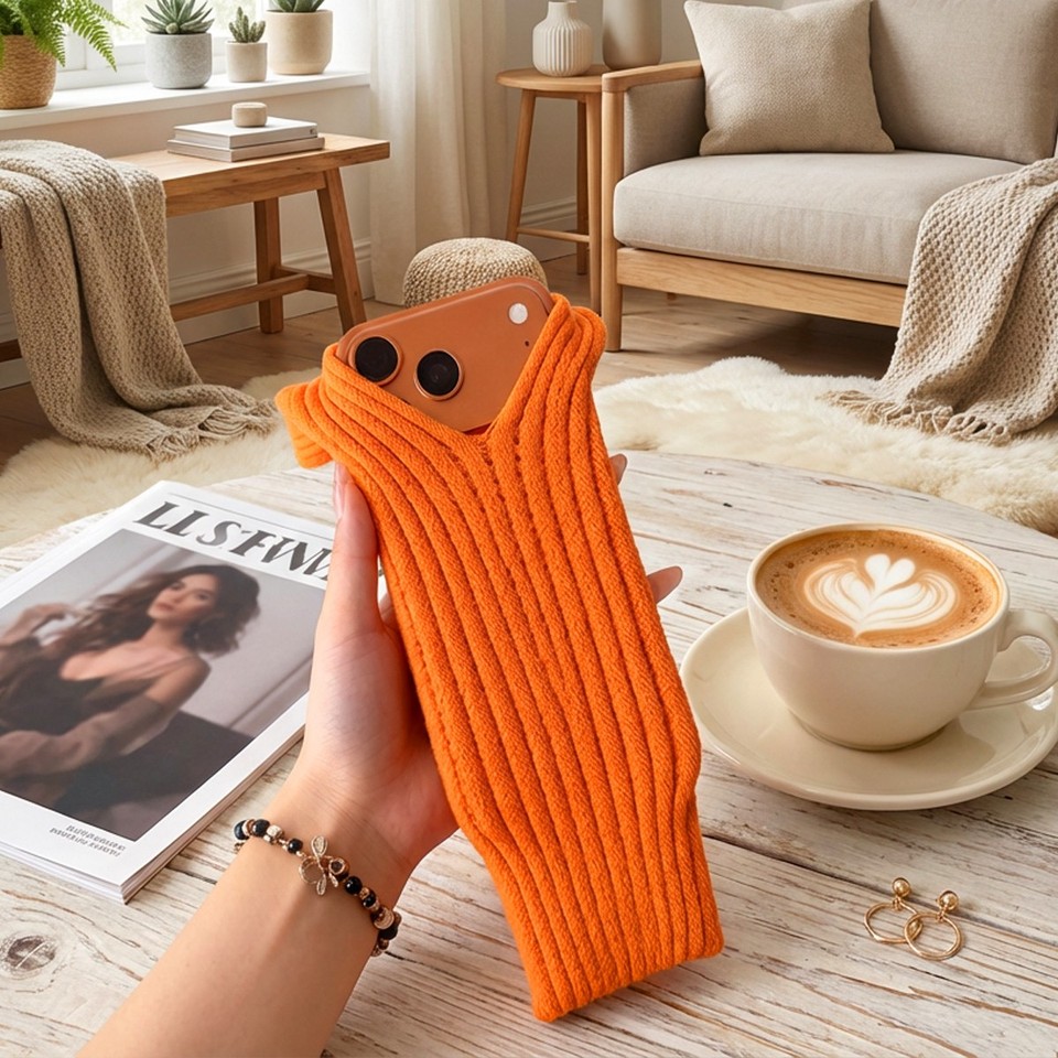 40cm|80cm For iPhone Pocket Apple Phone Case knitted Handbag Crossbody ...