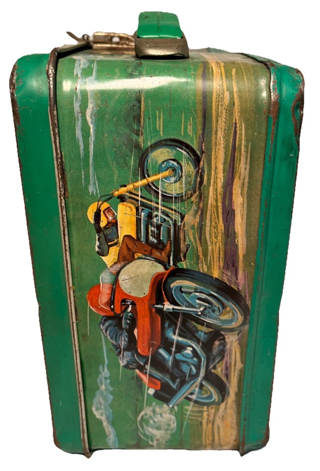 Aladdin Metal Lunch box Rough Rider Motorcycle Dirt Bike No Thermos ...