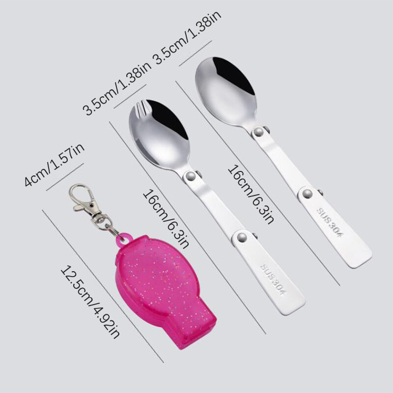 304 Stainless Steel Folding Spoon Outdoor Portable Three Fold Spoon ...