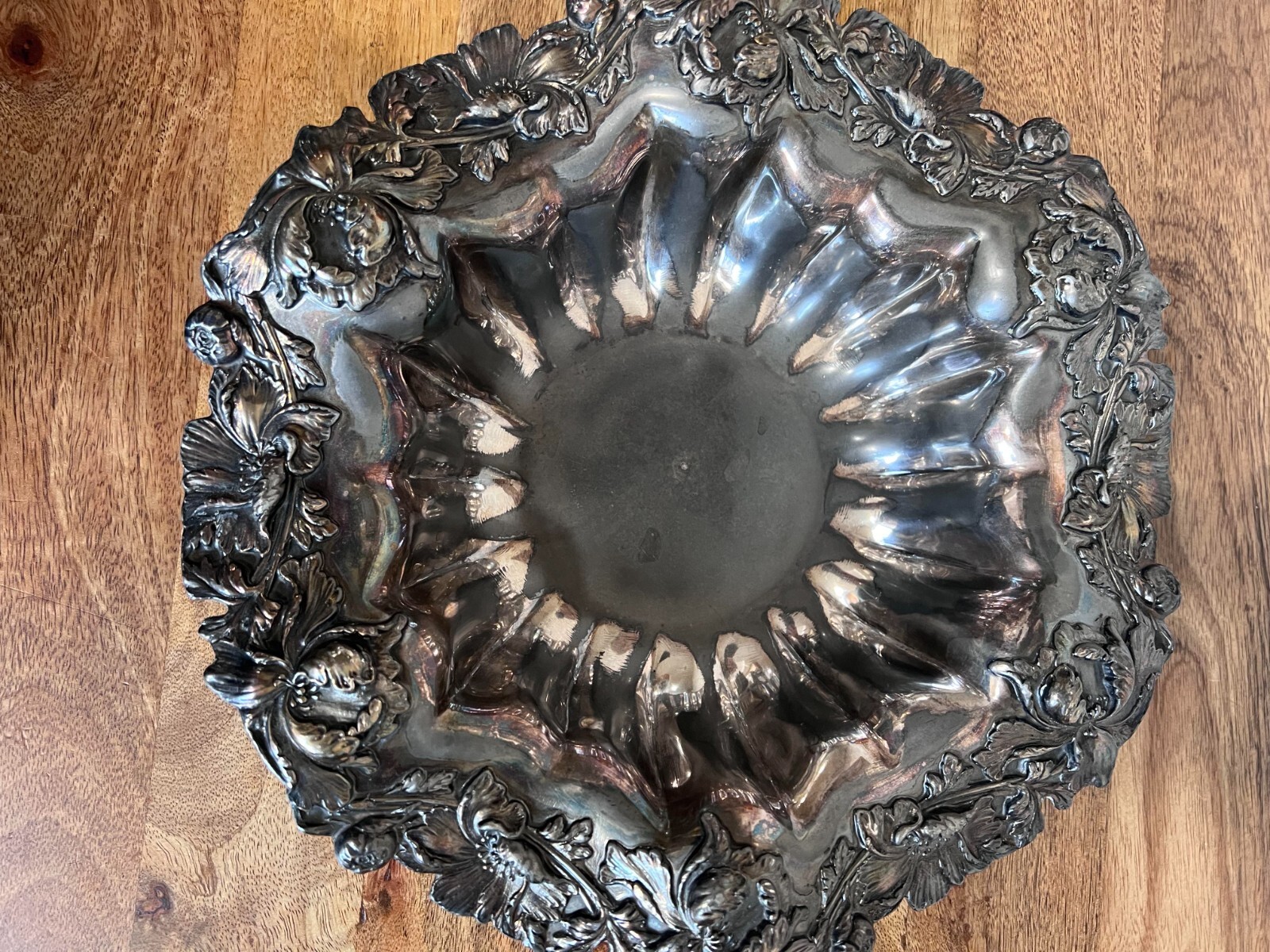 Antique HOMAN SILVER PLATE CO. ORNATE floral EMBOSSED BOWL 19th century ...