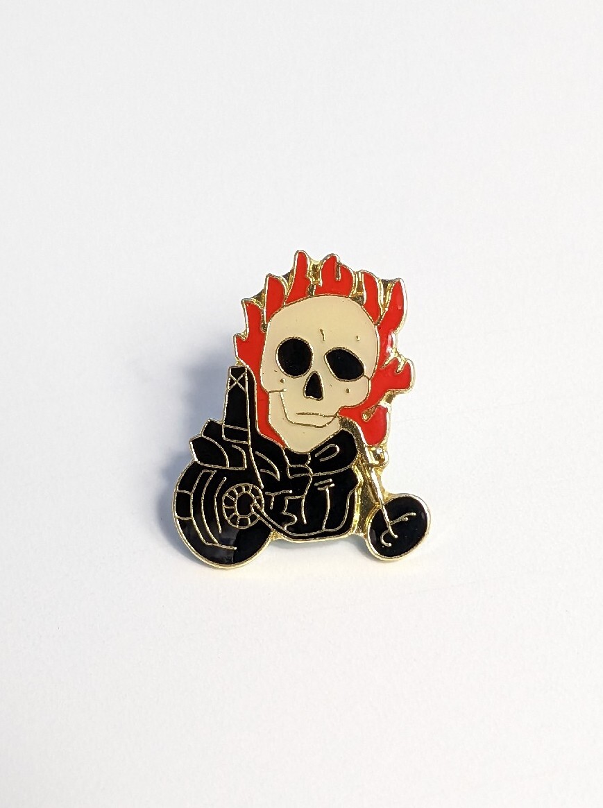 Motorcycle Chopper Skull Ghost Rider Pin Hat Tac Biker Flair VTG NOS | eBay