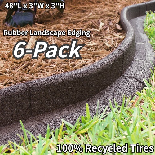 3" x 48" Eco Border Rubber No Dig Landscape Garden Border Edging (Pack ...