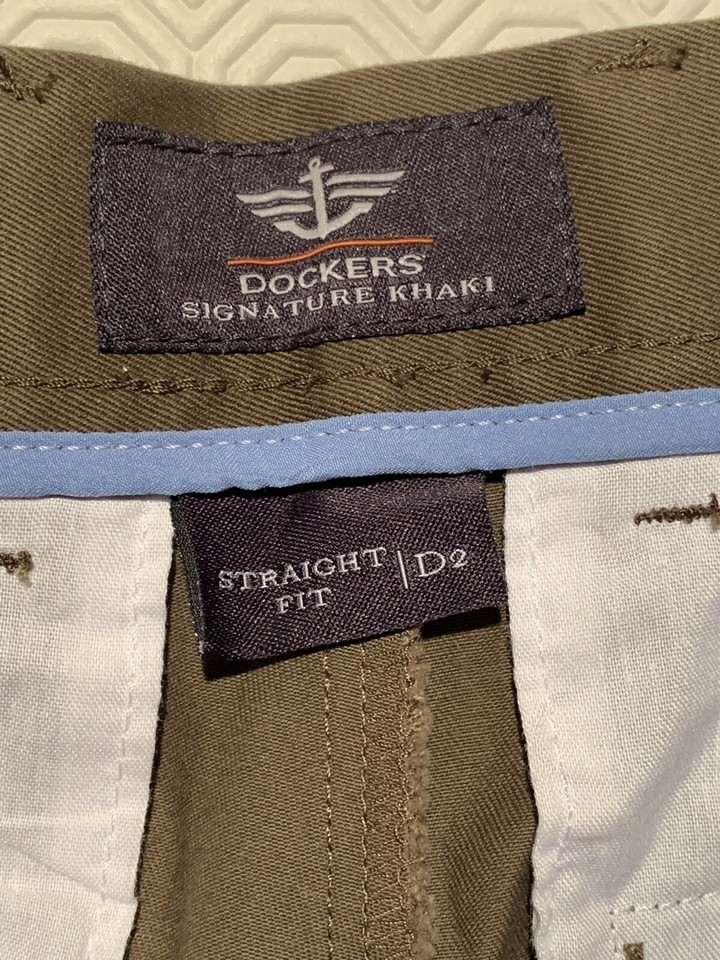 Dockers D2 Original Signature Straight Fit Men Chino Trousers Khaki | eBay