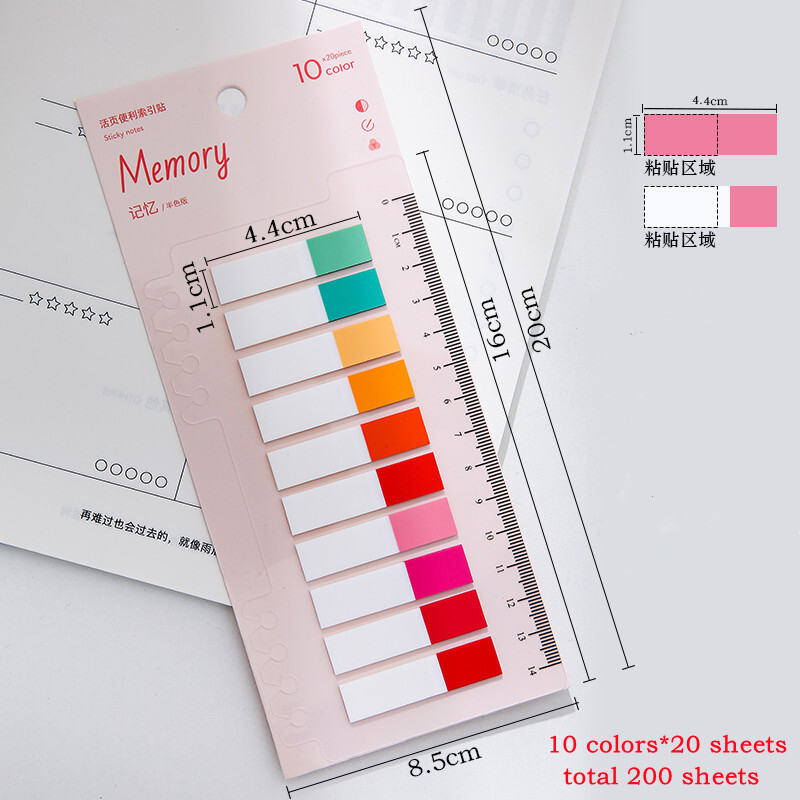 200pcs Page Markers Morandi Sticky Note Tabs Colored Book Flags Strip ...