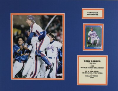 Gary Carter Signed New York Mets Auto Card in 14x18 Photo Matted ...