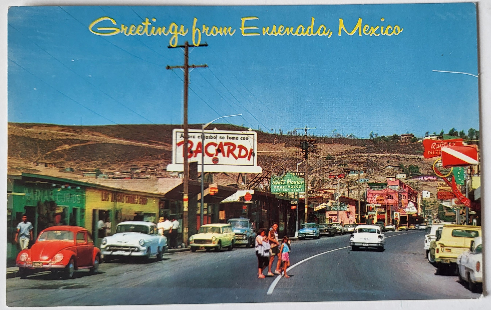 C 1960 PC ENSENADA MEXICO B C BAJA CALIFORNIA SIGNS BACARDI CARS VW ...