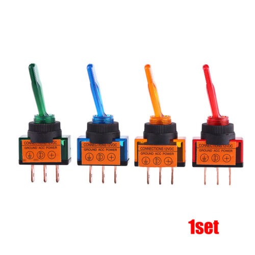 4Pc LED Lights Toggle Rocker Switch On/Off SPST For Car Auto Boat 3-Pin ...