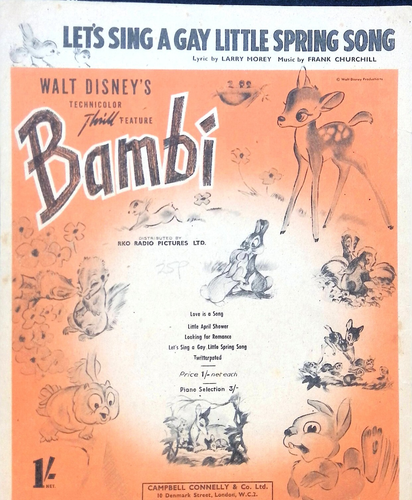 Let's Sing A Gay Little Spring Song Sheet Music Bambi Walt Disney ...