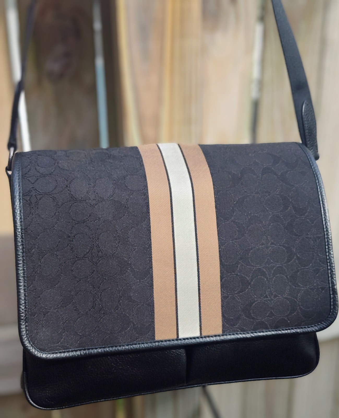 COACH Thompson Map Bag Jacquard Varsity Stripe Black … - Gem