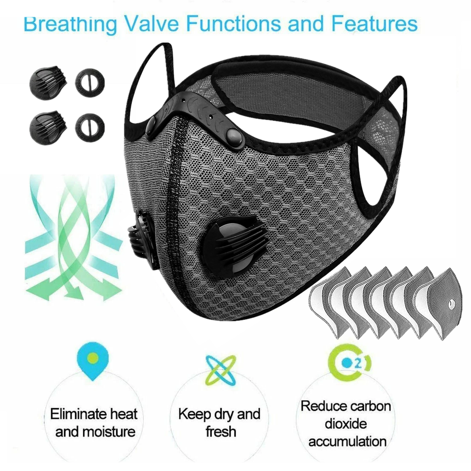 2 PCS Reusable Face Mask Breathing Valves Sports Cycling Outdoor Active ...