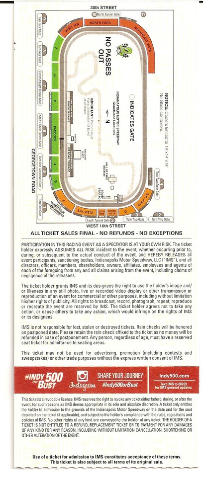 2013 TONY KANAAN signed 97TH INDIANAPOLIS 500 USED TICKET STUB 1ST WIN ...