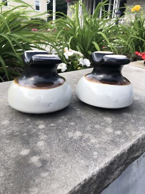 2 Vintage Chance Brown And White Porcelain Electrical Insulators | eBay