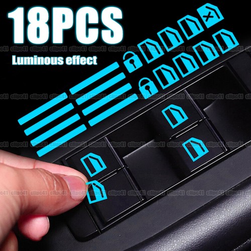 1 Set Blue Luminous Stickers Car Interior Door Window Switch Sticker ...