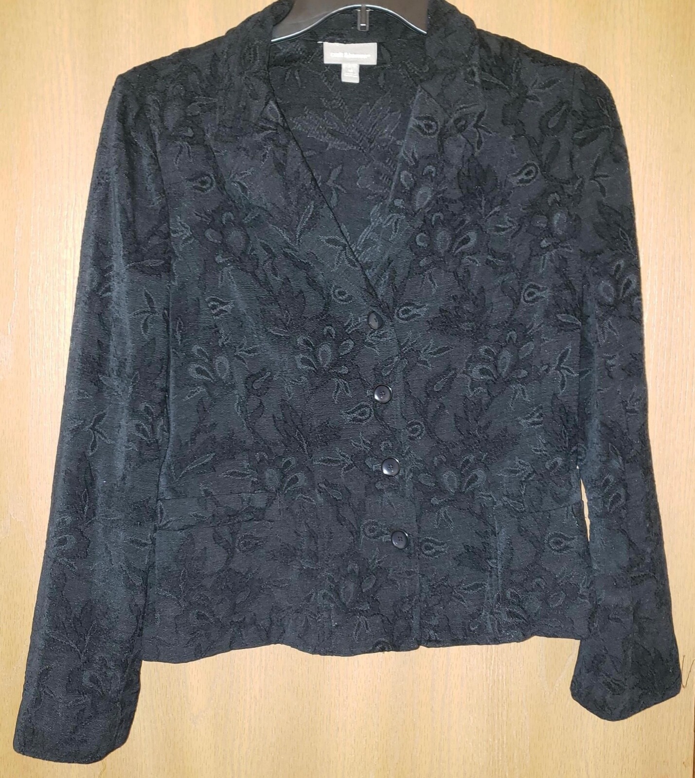 Vintage Black Embossed Velvet Blazer Women’s Size 14 - L / XL - Croft ...