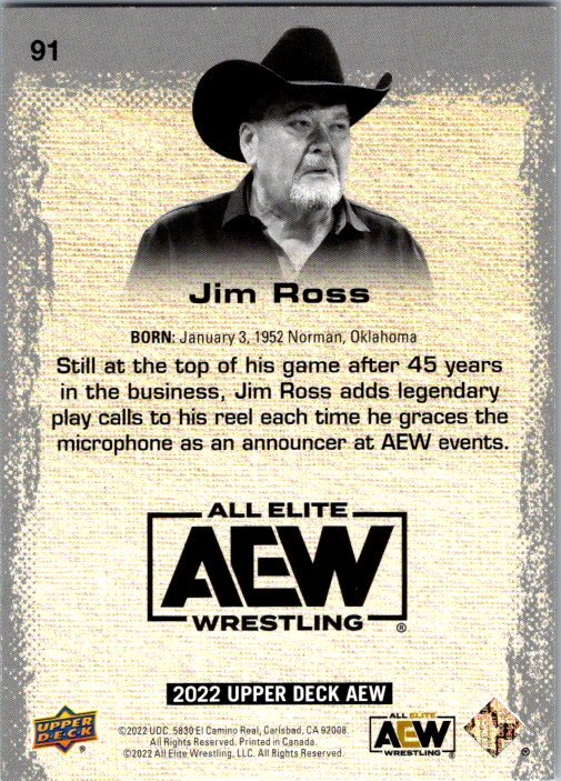 2022 Upper Deck AEW #91 Jim Ross | eBay