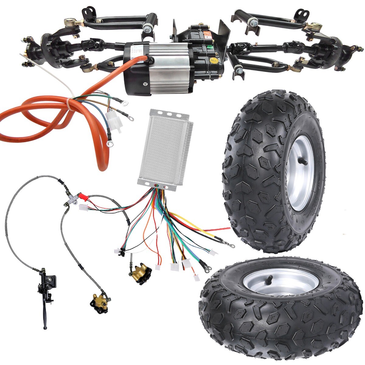 Go Kart Front Axle Kit 6" Wheel 48V 1000W Differential Motor 4 Wheel ...