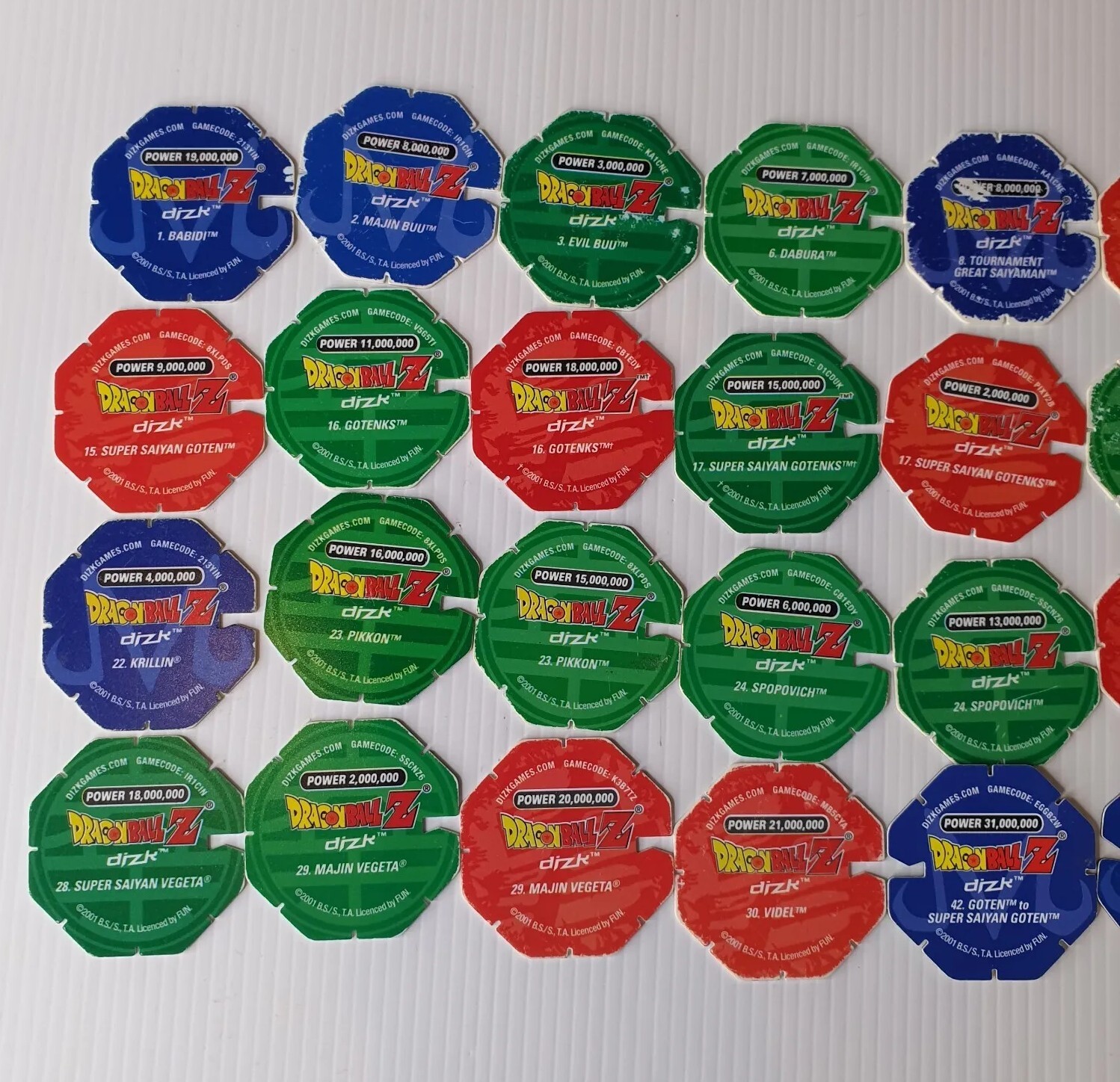 Vintage 1990s Dragon Ball Z DBZ Dizk Tazo Bulk Lot 31 Discs Vegeta Goku ...