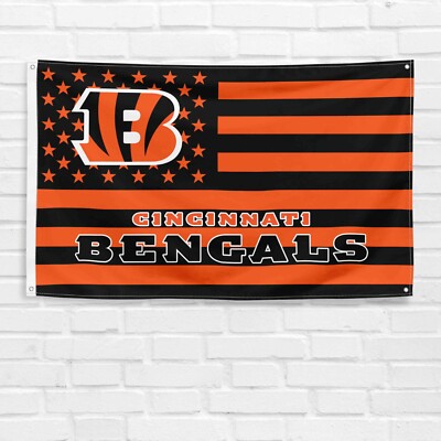 For Cincinnati Bengals Football Fans 3x5 ft American Flag Gift Banner ...