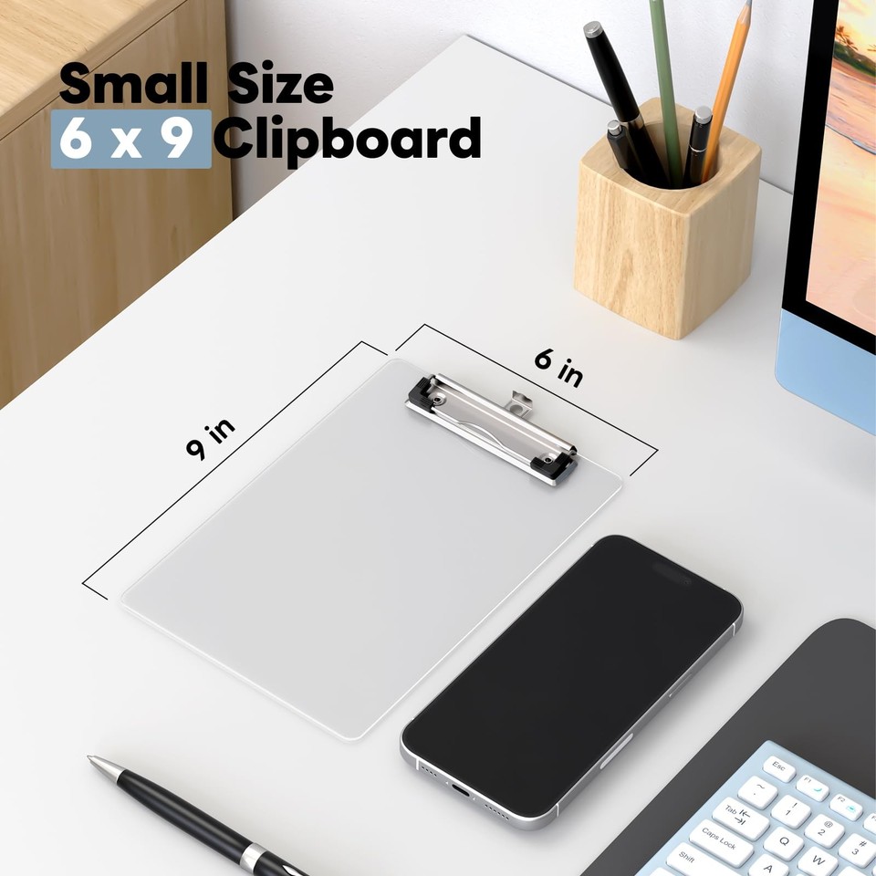Small Clipboard Set 6x9 A5 Plastic Mini Clear Low Profile Clip 6 PCS | eBay