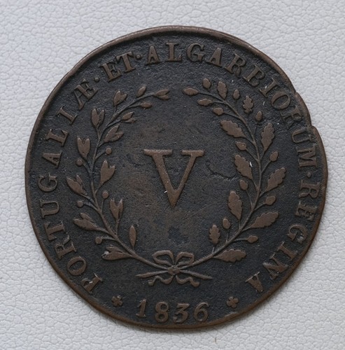 1836 Portugal 5 Reis Queen Maria II Key Date Coin /F64 | eBay