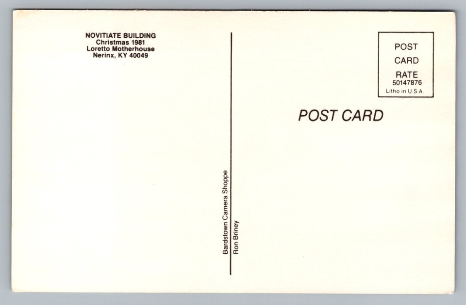 Postcard Novitiate Building Christmas 1981, Loretto Motherhouse, Nerinx ...