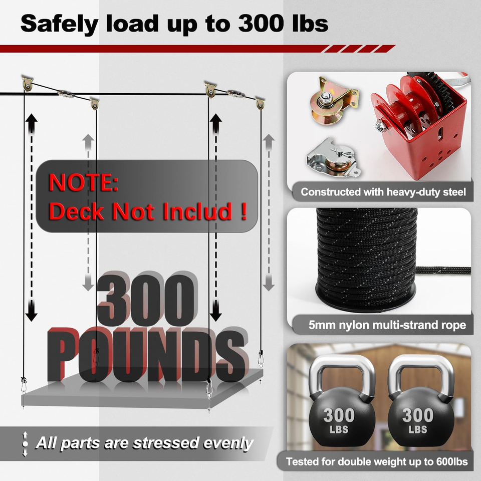 Overhead Garage Storage Lift Hoist, Heavy-Duty Ceiling Mounted Garage ...