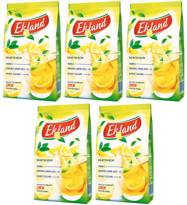 5 EKOLAND LEMON Flavor Granulated Instant Tea Drink Bags Hot & Cold ...