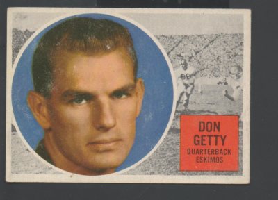 1960 Topps Canadian Football Card #13 Don Getty-Edmonton Eskimos Vg Ex ...