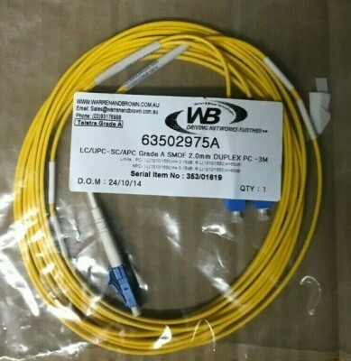 Fiber Patch lead LC/UPC-SC/APC Grade A SMOF 2.0 mm DUPLEX PC - 3 M | eBay