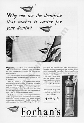 1930 Forhan's Toothpaste Dentifrice Old Vintage Collectible Print AD ...