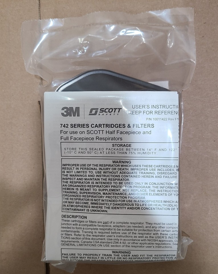3M Scott P100 Twin Filter Cartridges For 742 C, S, Z Series 2Pack Niosh ...
