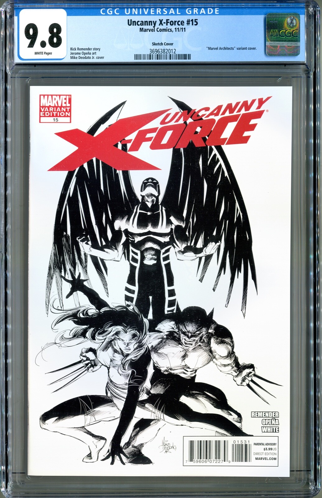 Uncanny X-Force #15 (2011) CGC 9.8 Pristine White 1/50 Deodato Sketch Variant ! | eBay