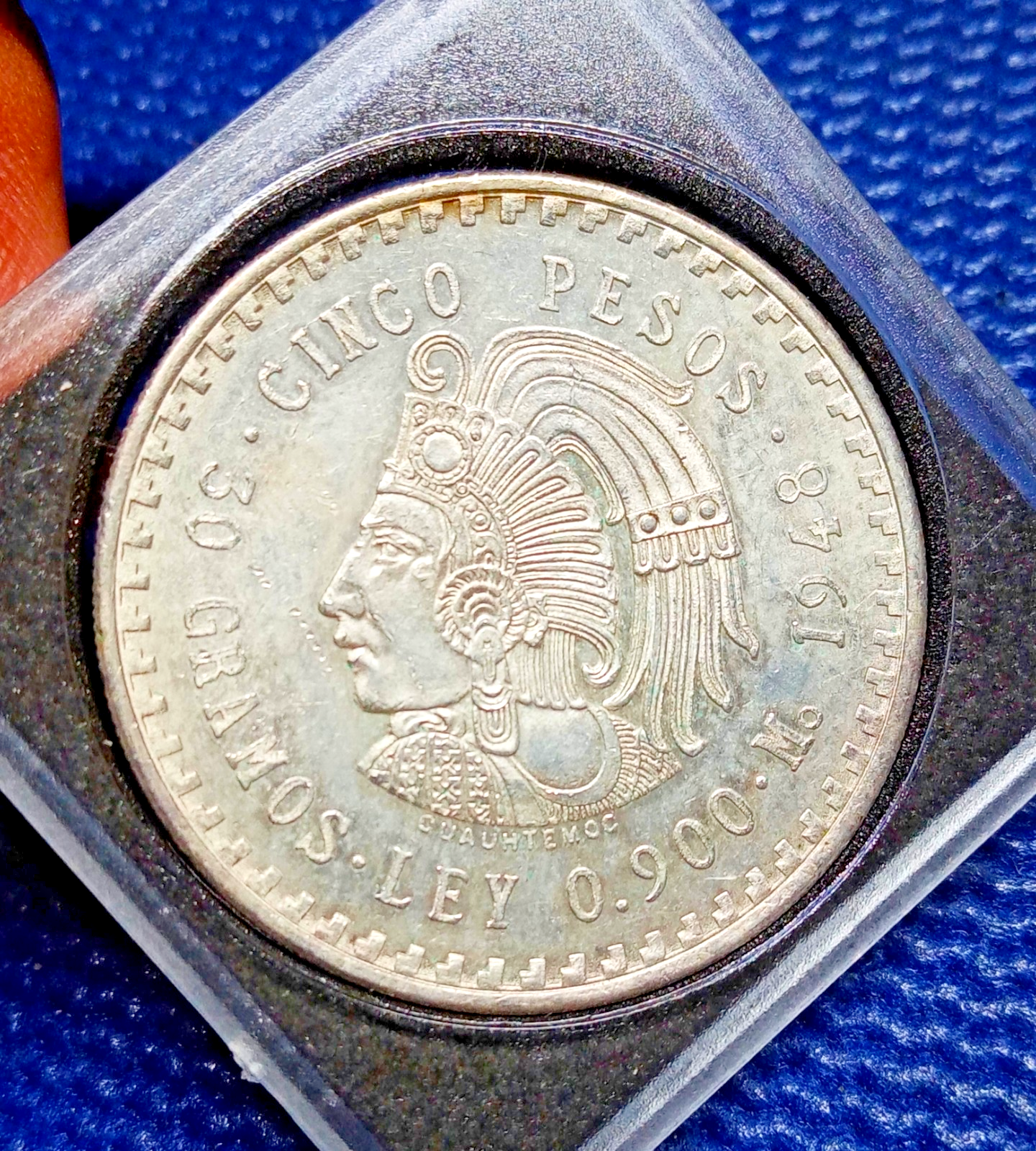 Mexico $5 Pesos 1948 Cuauhtemoc Aztec, Silver Coin .900 | eBay