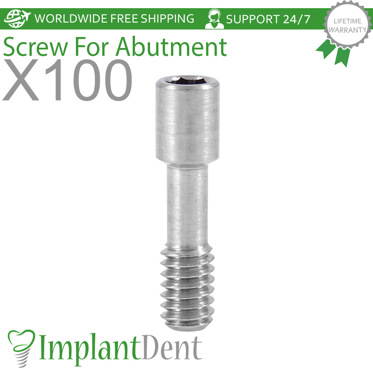 100x Dental Screw For Prosthetic Titanium Int Hex 2.42mm Dentistry Lab ...