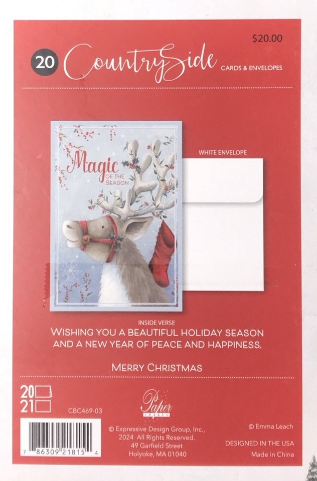New 20 Pack Country Side Christmas Cards And Envelopes - Reindeer | eBay