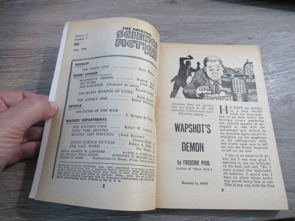 THE ORIGINAL SCIENCE FICTION STORIES 7/56 PULP SF DIGEST MAGAZINE EMSH ...