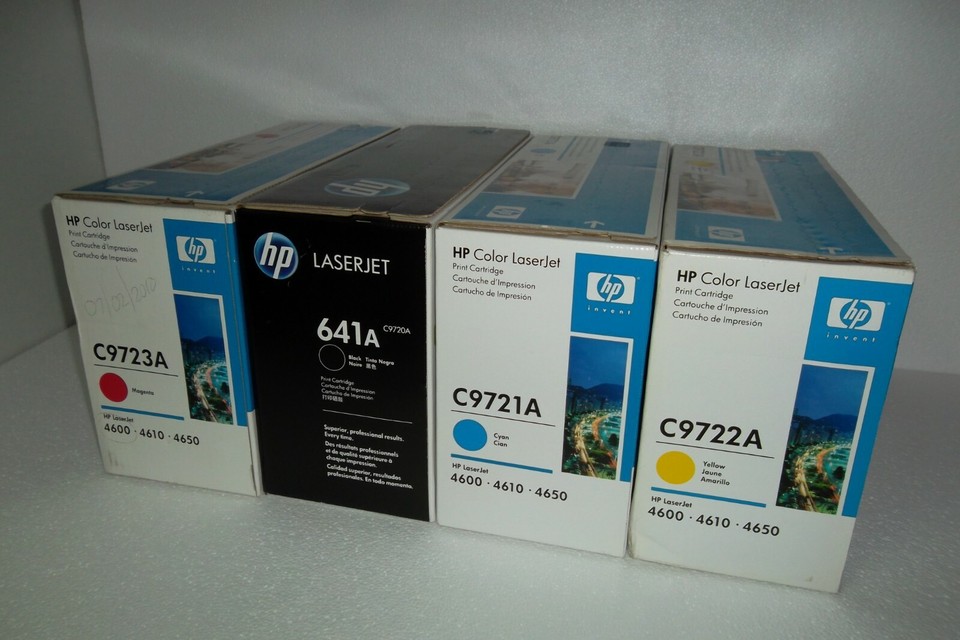 HP 641A Toner Cartridge Set B/C/M/Y Hi-Yield 9K C9720A C9721A C9722A ...