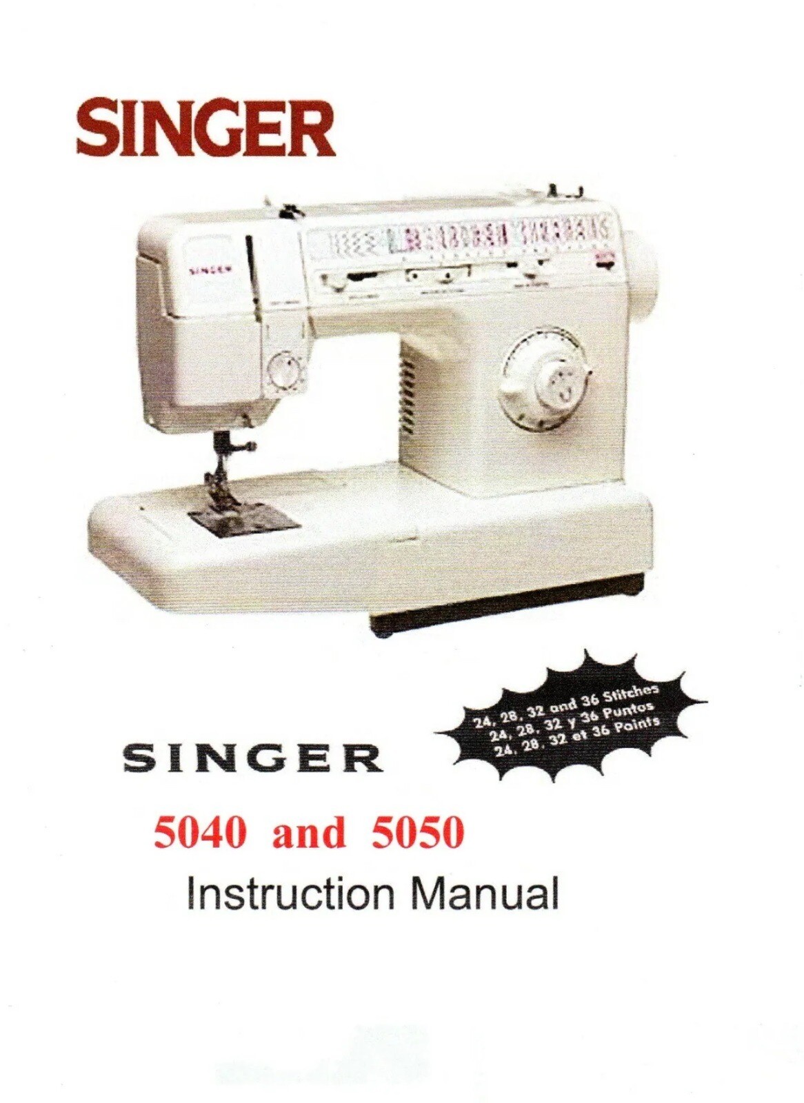 Large Deluxe-Edition Instructions Singer 5040 5050 Manual Sewing ...