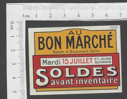 France Au Bon Marche - BEFORE INVENTORY SALES poster stamp / label MH ...