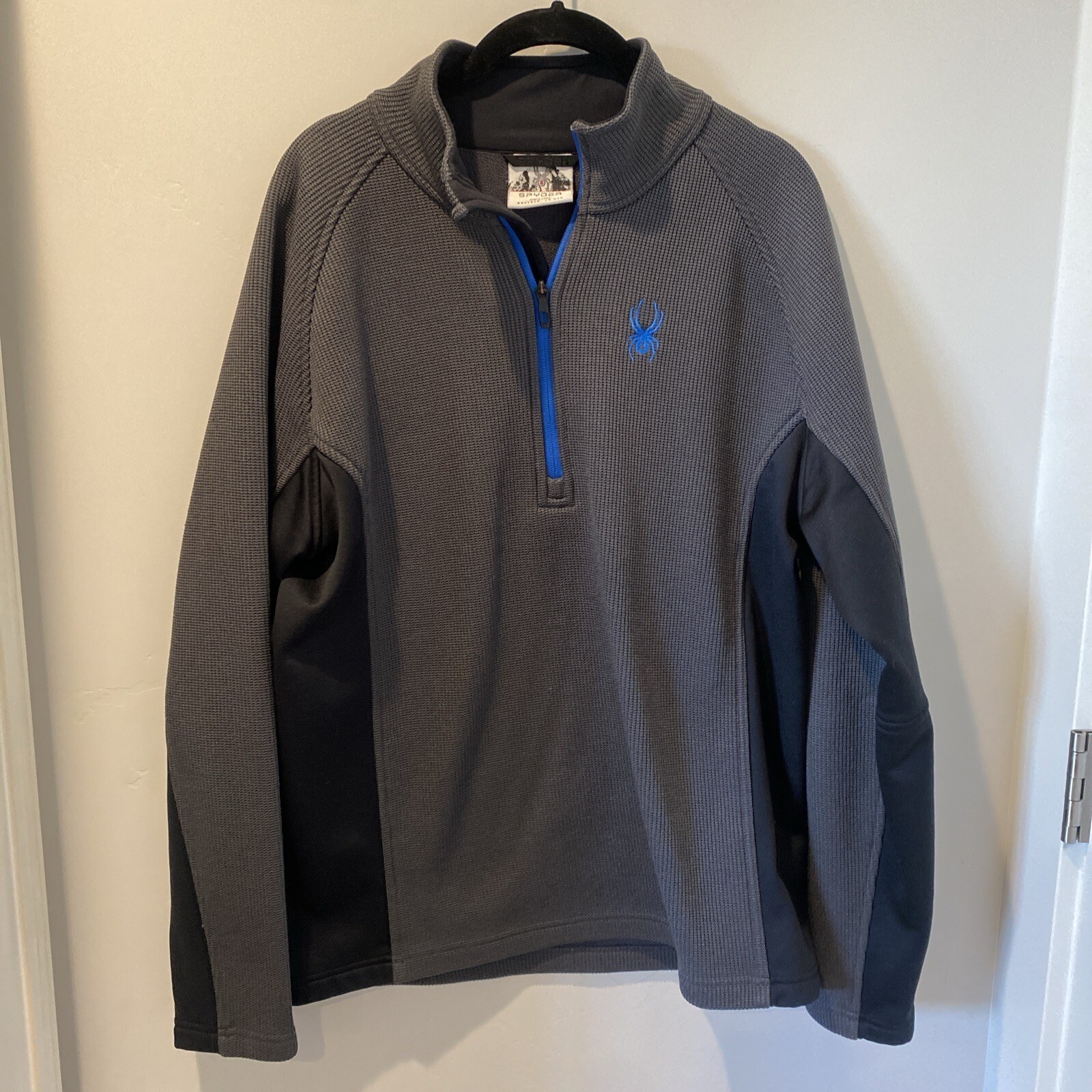 Spyder gray black blue outbound quarter zip jacket pullover men's L ...