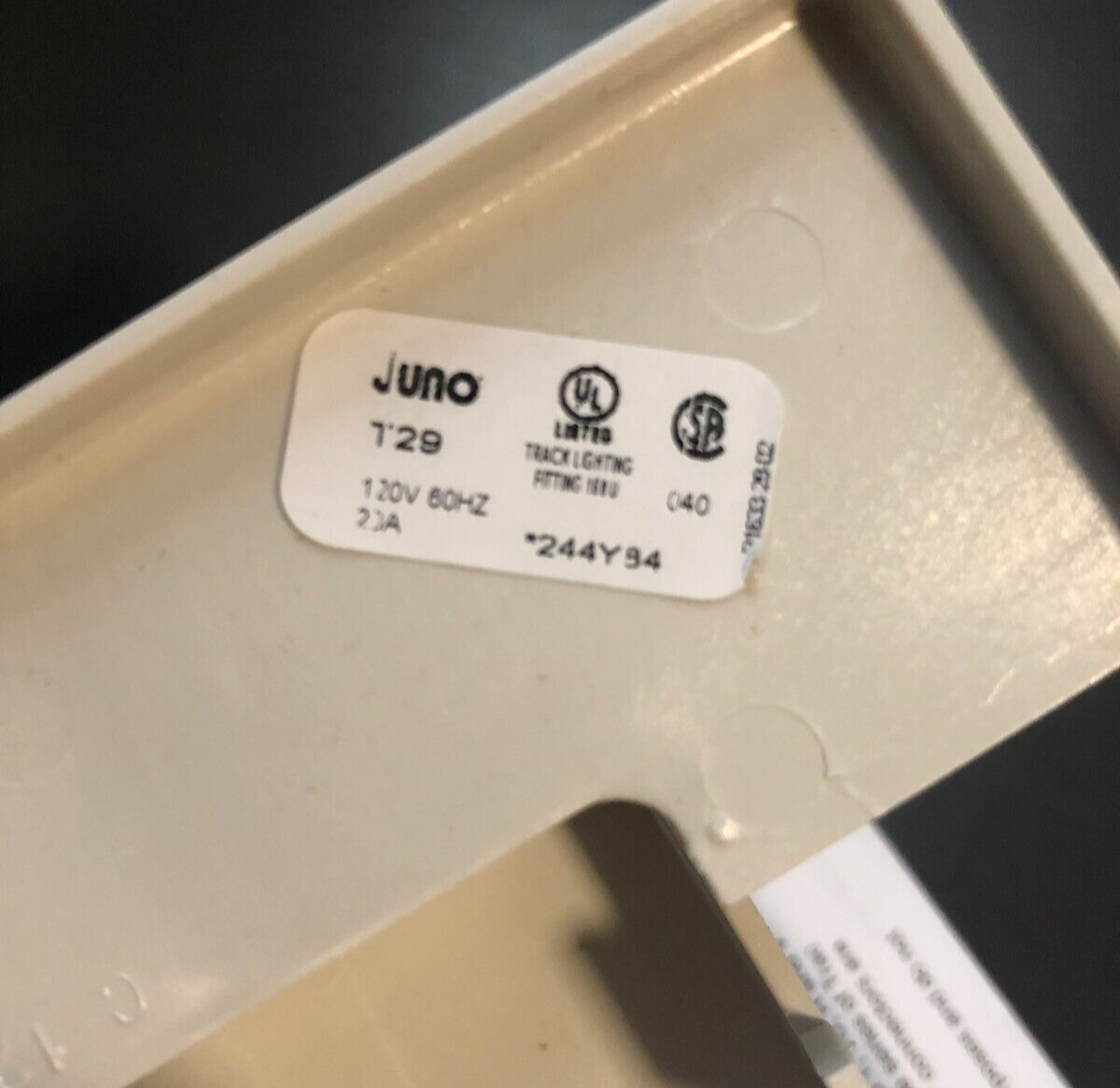 Juno T29WH White Trackmaster Floating Electrical Feed for Track ...