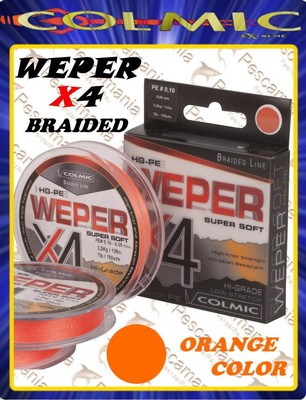 tresses Hi-Tech colmic WEPER X4 100 Yards - 92mt High-Grade PE ORANGE ...