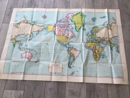 RAND MCNALLY “Cosmopolitan” World Large Wall Map. Vintage. See Photos ...