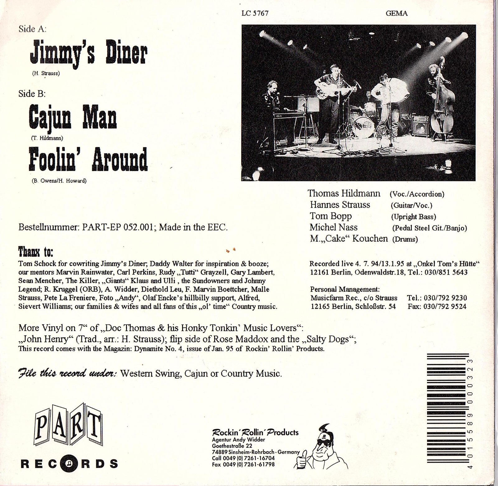 DOC THOMAS EP PART RECORDS " JIMMY'S DINER " [All] | eBay