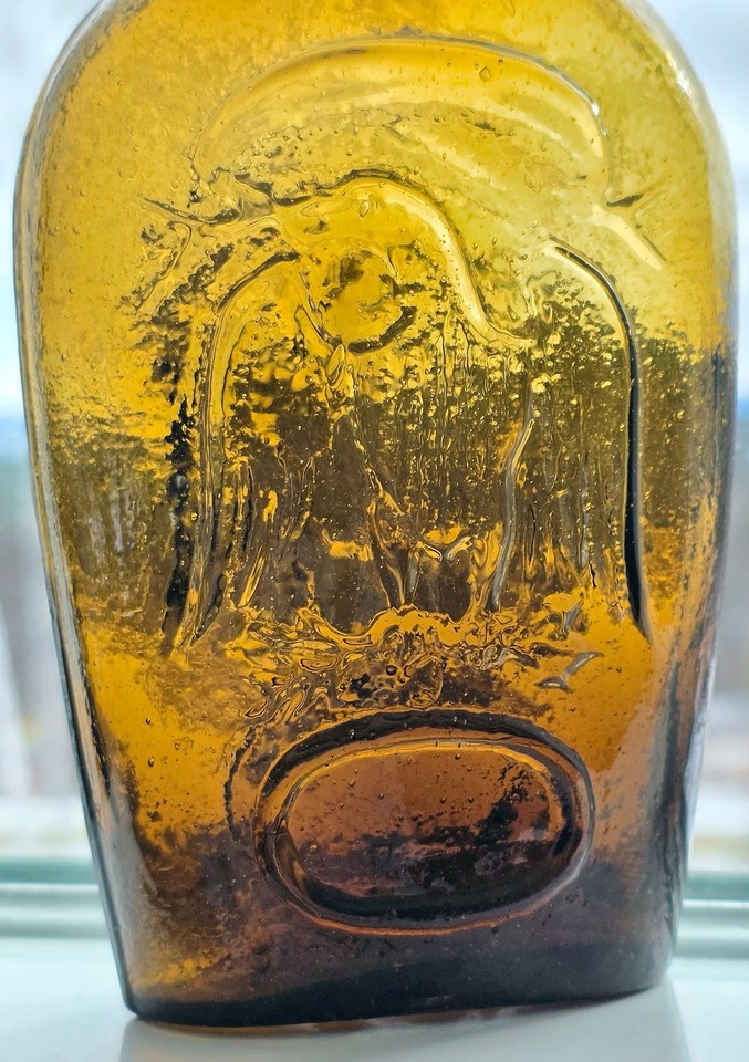 Beautiful "honey" Amber Colored Stoddard Eagle Half Pint Flask! | eBay