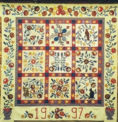 8 Stars & Vines Folk Art quilt Applique patterns Village Classics ...