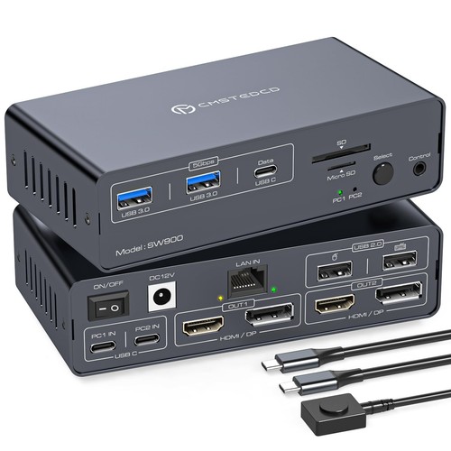 Thunderbolt 4 kvm Switch Docking Station for 2 Monitors 2 laptops or ...